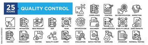 Quality Control Icon Collection Set Containing Design Defect Detection