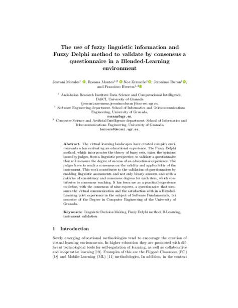 pdf the use of fuzzy linguistic information and fuzzy delphi method