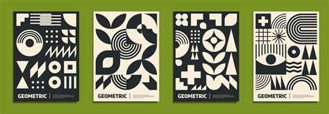 Monochrome Modern Abstract Geometric Patterns 47108398 Vector Art At