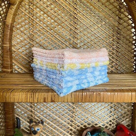 Vintage Floral Washcloths Blue Yellow Or Pink St Marys 60s 70s Wash
