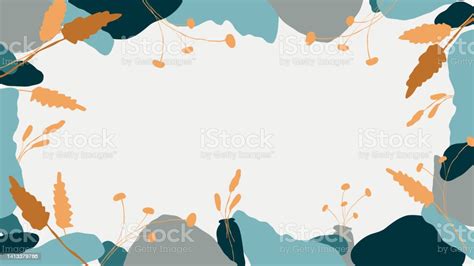 야생 허브와 돌로 최소한의 추상적 인 프레임을 손으로 그렸습니다 콜라주 현대 인쇄 디자인을위한 세련된 템플릿 0명에 대한 스톡