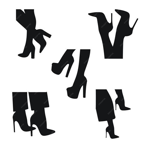 Premium Vector Set Black Silhouette Of Female Legs In A Pose Shoes