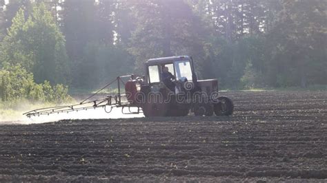 Sprayer For Weed Control Is Tractor Mounted Boom Stock Footage Video