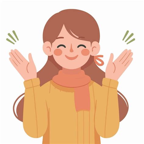 Premium Vector Vector Illustration Of Happy Young Woman Clapping Her