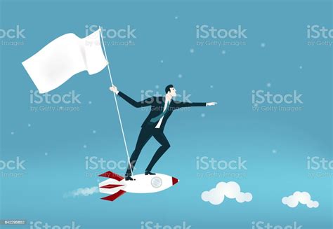 성공적인 사업가 로켓 트에 비행 하 고 상업 기회에 대 한 보고 비즈니스 컨셉 일러스트 감독에 대한 스톡 벡터 아트 및 기타