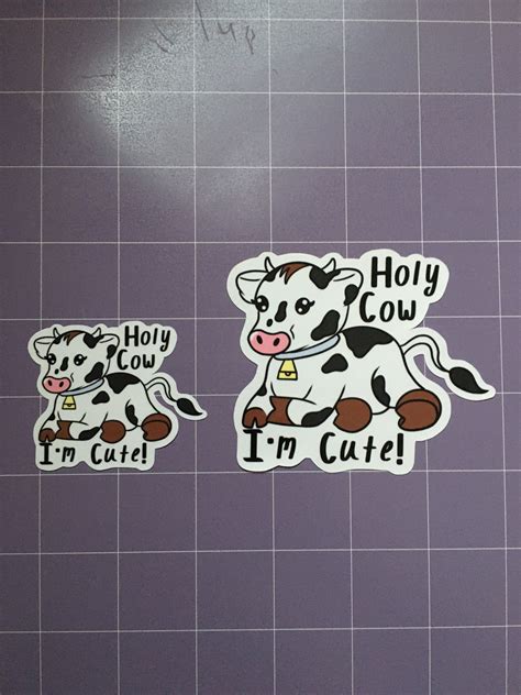 Hand Drawn Kawaii Cow Sticker Water Resistant Vinyl Sticker Etsy
