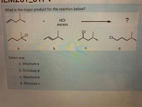 Solved What Is The Major Product For The Reaction Below Hbr