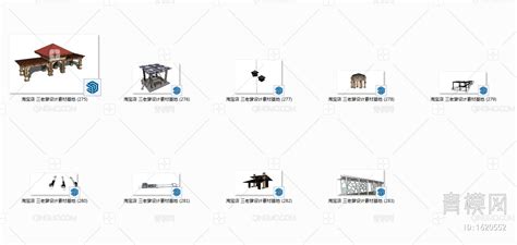 【亭廊架组合su模型】 现代su80无未知亭廊架组合su模型下载 Id1620552 免费su模型库 青模su模型网