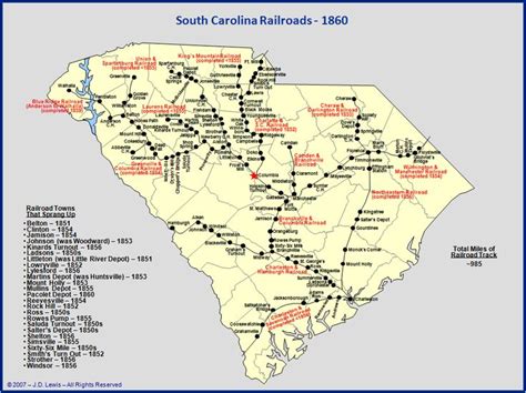 Map Of South Carolina Railroads 1860 1860 Railroad Routes South