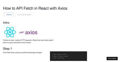 Axios Cheatsheet Codesandbox