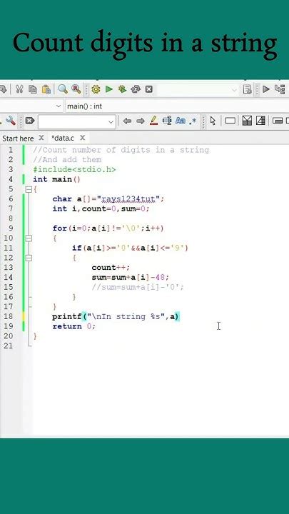102 Count Number Of Digits In A String And Add Them C Program