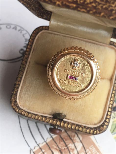 Rare Alphonse Augis Diamond Ruby 18k 750 18 Carats Gold Ring Love Medal More Than Yesterday Less
