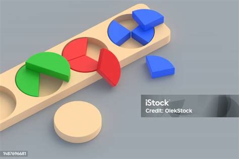 조각난 원 교육용 논리 장난감 복사 공간 3d 렌더링 3차원 형태에 대한 스톡 사진 및 기타 이미지 3차원 형태 개발 교육 Istock
