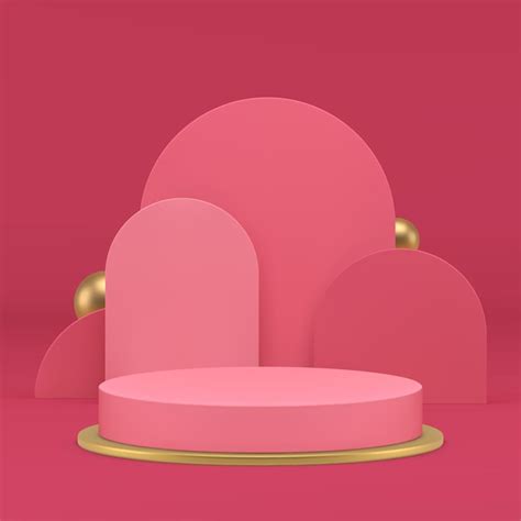 Premium Vector 3d Pink Luxury Podium With Leaves Mock Up For Cosmetic