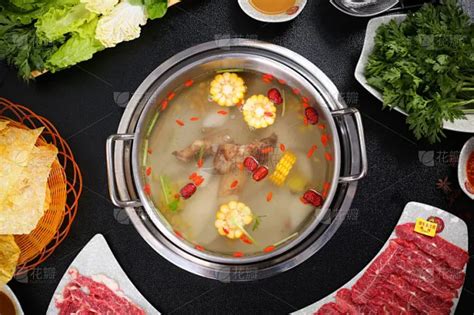 美食系列实景火锅食材营养锅清汤汤底素材 花瓣网