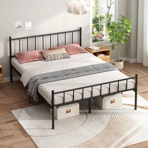 Hafenpo Full Size Platform Bed Frame Black Metal Bed