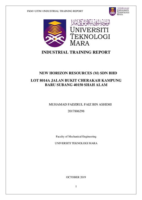433575907 Industrial Training Report Industrial Training Report New