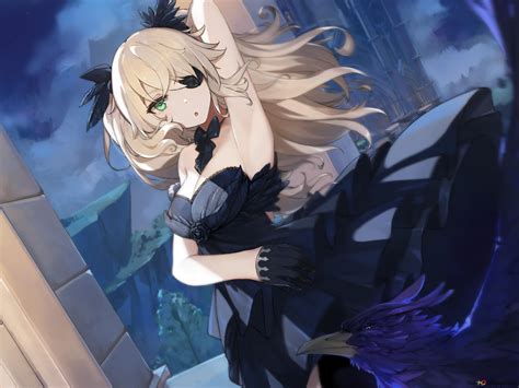 Hot Blonde Girl Fischl In Black Dress Genshin Impact K Wallpaper Download