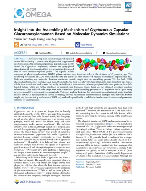 PDF Insight Into The Assembling Mechanism Of Cryptococcus Capsular Glucuronoxylomannan Based