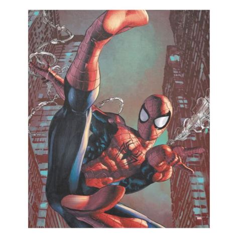 Spider Man Web Slinging In City Marker Drawing Fleece Blanket