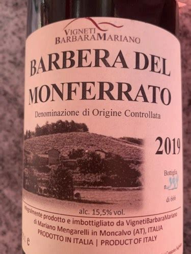 Vigneti Barbara Mariano Barbera Del Monferrato Vivino US