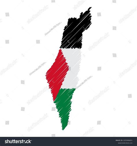 Palestine Map Color Hand Drawn Sketch Stock Vector Royalty Free