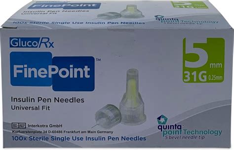 Glucorx Finepoint Ultra 31g 5mm 100 Pack Medino