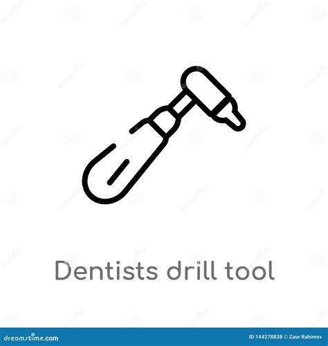 Outline Dentists Drill Tool Vector Icon Isolated Black Simple Line Element Illustration From