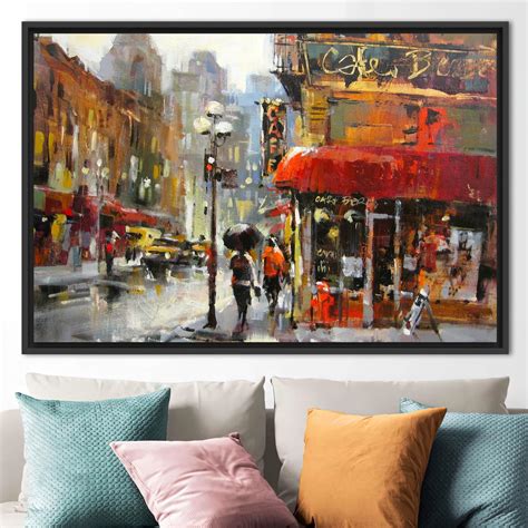 Modern Art Abstract Printed Canvas City Poster Rainy Day Poster Oil