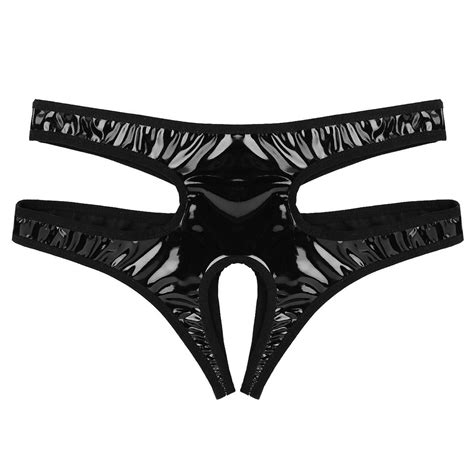 Latex Womens Leather Strappy G String Bikini Thong Underwear Panties