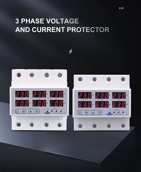 Phase P N Din Rail Voltmeter Ammeter Adjustable Over And Under Voltage Current Limit