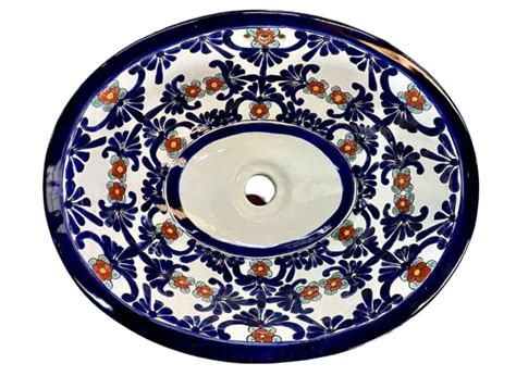 Lavabo Ovalin Talavera Fina Estilo Antiguo Empotrable Estilo Vintage