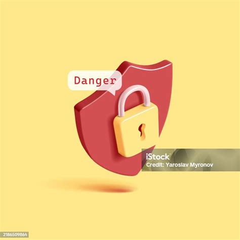빨간 방패 노란색 자물쇠 3d 현실적인 아이콘 위험 경고 보호 및 안전 벡터 일러스트 레이 션 0명에 대한 스톡 벡터 아트 및 기타 이미지 Istock