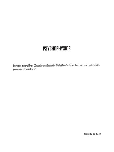 Psychophysics Pdf