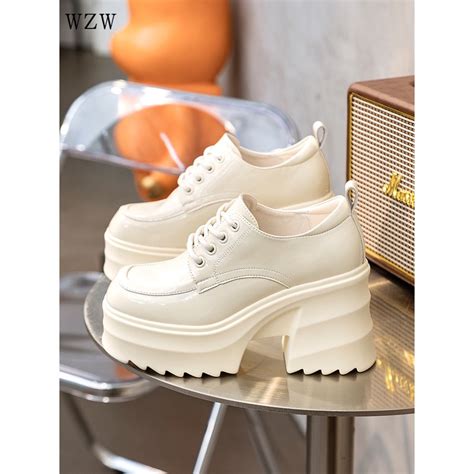 Ready Stock Thick Soled British Style Inner Heightening Small Leather
