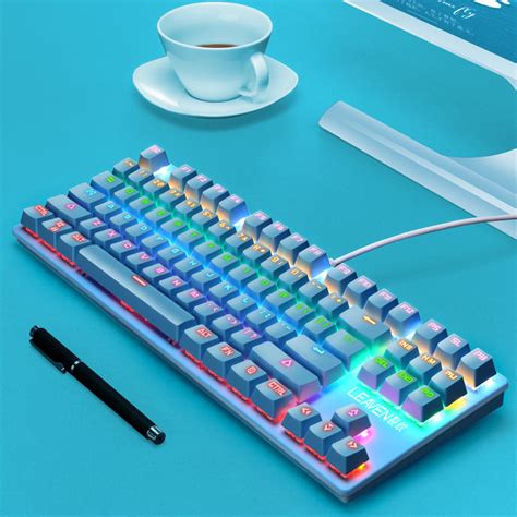 K550 87 Keys Wired Mechanical Keyboard Blue Switch Waterproof 19 RGB
