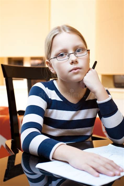 Portrait Of 9 10 Years Old Schoolgirl Stock Image Image Of