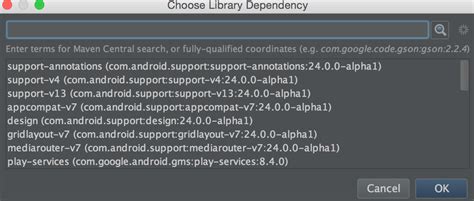Android Studio Library Dependency All Options Are Alpha Versions