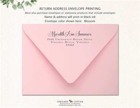 Personalized Envelopes Return Address Printing Add On Must Also Purchase Envelopes Or Products