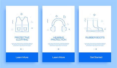 아이콘이 있는 모바일 앱 페이지 화면을 켜는 작업 안전 개념 Ux Ui 디자인 템플릿 벡터 일러스트레이션 건강관리와 의술에 대한 스톡 벡터 아트 및 기타 이미지 Istock