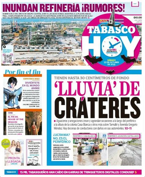 Periódico Tabasco Hoy México Periódicos De México Edición De Sábado