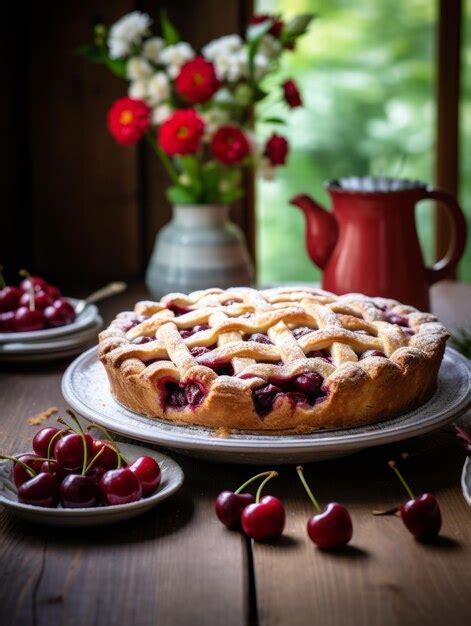 Premium Ai Image Delicious Homemade Cherry Pie