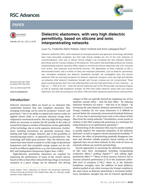 Pdf Dielectric Elastomers With Very High Dielectric Permittivity