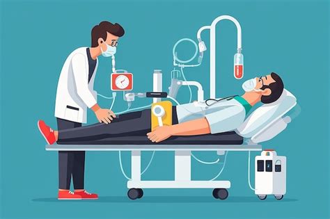 Man Patient With Oxygen Therapy In Flat Design Lung Or Respiratory