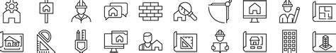 Building Line Icons Collection Editable Stroke Simple Linear