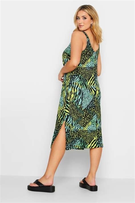Yours Curve Green Mixed Animal Print Beach Dress Yours Clothing