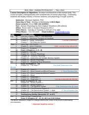 BIOL 3324syllabus Fall 2019 Docx BIOL 3324 HUMAN PHYSIOLOGY