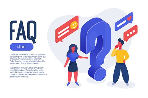 여자와 남자는 평면 등대 스타일의 큰 질문 기호 근처에 서 대답을받고 싶어 Brand Name Online Messaging Platform에 대한 스톡 벡터 아트 및 기타