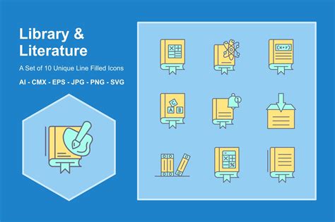 Library Line Filled Icon Set Graphic By Jm Graphics · Creative Fabrica