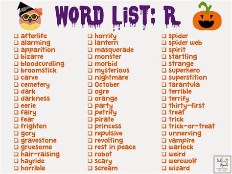Halloween Words Start With R Letter Words Unleashed